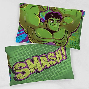 Jay Franco Marvel Super Hero Adventures Hulk Out 1 Pack Pillowcase - Double-Sided Kids Super Soft Bedding (Official Marvel Product)