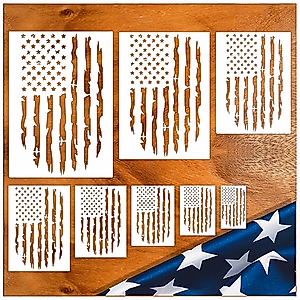 Pkqon Large American Flag Stencil Star Stencils for Painting 50 Stars Military Template for Flag Patriotic Wood Burning Stencils for Spray Painting on Shirt Project Crafts Wooden (Flag Two)