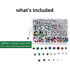 Incraftables Googly Eyes Self Adhesive 1680 pcs Set. Best Small & Large Colorful Sticky Wiggle Eye for DIY Arts (4 to 18 mm) for Crafts 30 Varieties. Craft Eyes for Kids & Adults