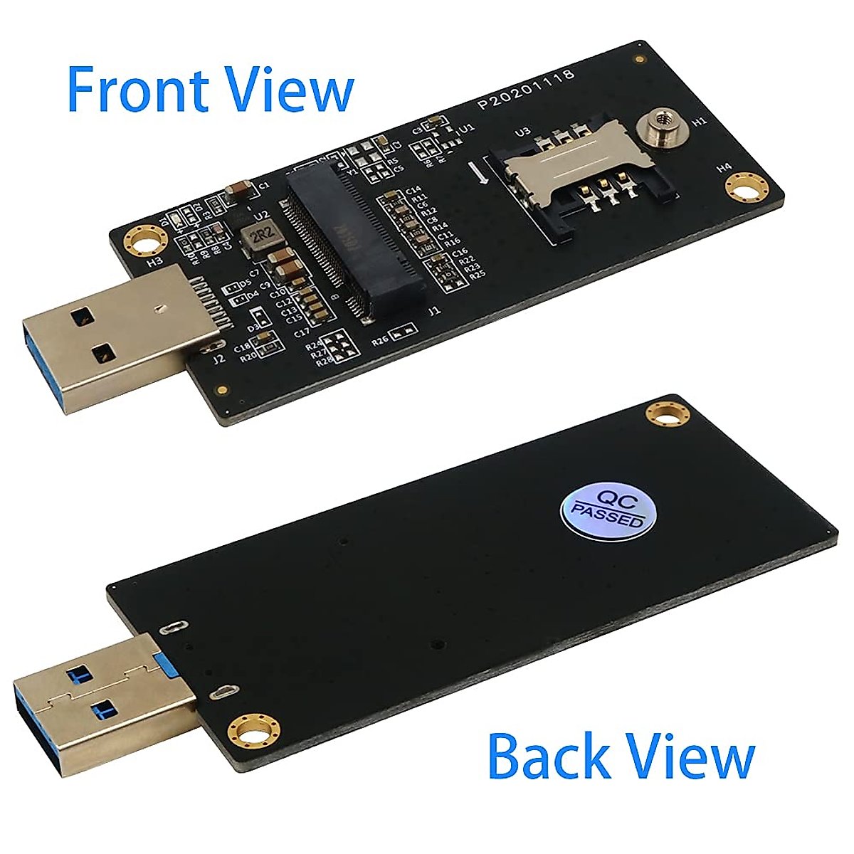 NGFF(M.2) Key B to USB 3.0 Adapter with SIM 6pin Slot for WWAN/LTE Module