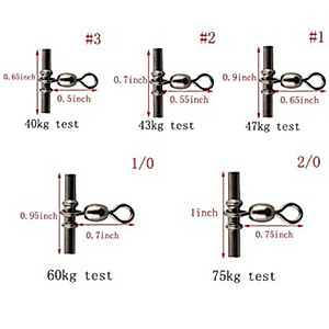 50Pcs Crimp Fishing Sleeve Swivel 3 Way Triple Fishing Swivels T Shape Fishing Swivel Tackle Connector (3#)