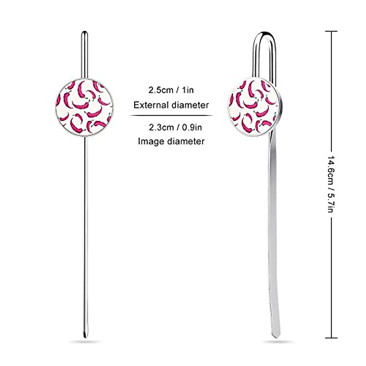 Red Chili Hot Pepper Vintage Metal Bookmarks for Book Lovers Exquisite Crystal Quartz Book Marker Unique Gift 1.2"