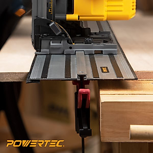 POWERTEC 71691 110 Inch Track Saw Guide Rail Connector Set for DeWalt Track Saws, Clamping Options Includes 2x55" Aluminum Extruded Guided Rails and (1) Guide Rail Connector for Woodworking Projects