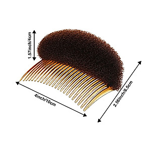 2PCS Women Lady Girls Soft Sponge Foam Hair Base Inserts Bump Up Hair Pads Stick Bun Maker Hair Styling Clip Hair Comb Braid Tool Hair Styling Accessories Brown