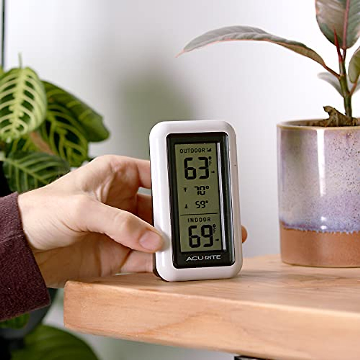 AcuRite Digital Thermometer with Indoor, Outdoor Temperature and Daily High and Lows (00424CA), White