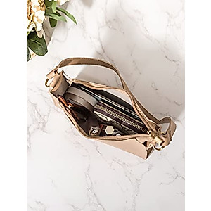 GORGLITTER Shoulder Bags for Women Hobo Tote Handbag Mini Clutch Purse with Zip Closure Khaki One Size