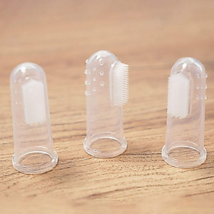 AKOAK 1 Pack Useful Baby Finger Toothbrush Soft Silicone Baby Training Toothbrush with Storage Box, Baby Teeth Cleaning Massage Oral Care (Pink)