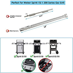18 Inch Grill Burner for Weber Spirit I & II 200 Series Spirit E-210 E-220 Spirit S-210, S-220 Gas Grills with Up Front Controls (2013 and Newer), 304 Stainless Steel Burner Tube for 69785, 68949