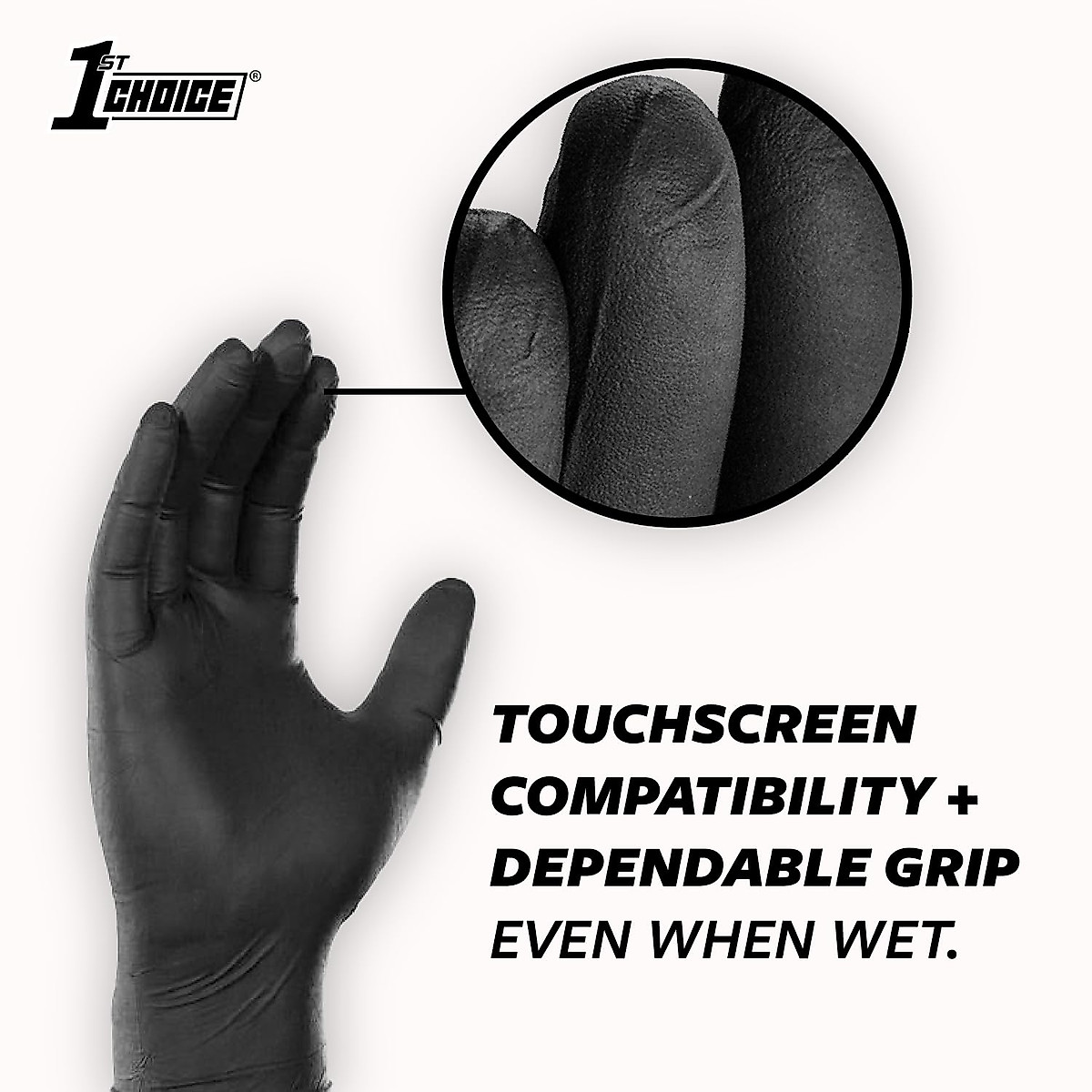 1st Choice Black Gloves Disposable Latex Free - Nitrile Gloves Large Black Nitrile Gloves for Cooking - 6 mil, Box of 100