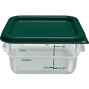 Carlisle FoodService Products Squares Square Food Storage Container Lid with Stackable Design for Catering, Buffets, Restaurants, Proprietary Blend, 2 To 4 Quarts, Forest Green
