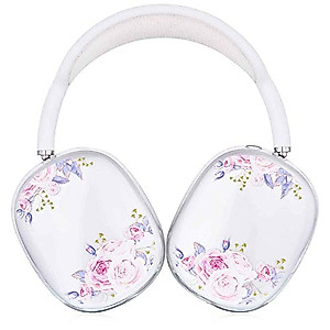 MOFREE Case Compatible for AirPods Max Headphones,Cute Flower Clear TPU Shock-Proof and Shatter-Resistant Protective Full Cover Case for AirPods Max(Pink Flower)