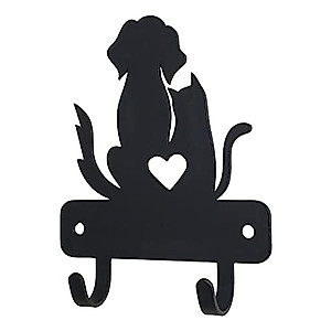 The Metal Peddler Miniature Dog & Cat Love - Key Holder for Wall - Extra Small 3.5 inch Wide - Made in USA