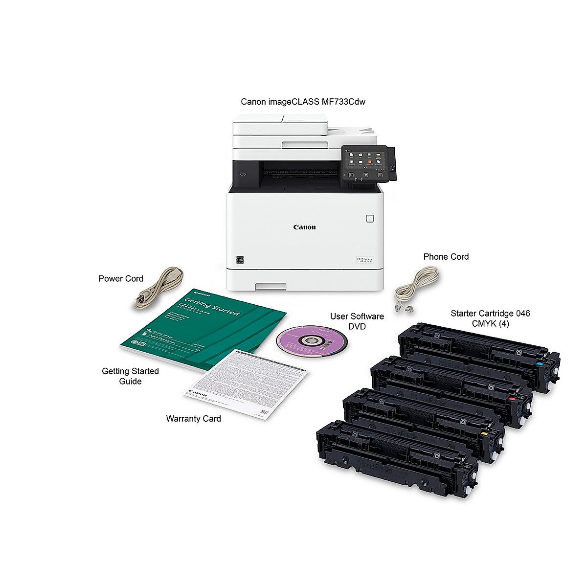 Canon Color imageCLASS MF733Cdw - All in One, Wireless, Duplex Laser Printer (Comes with 3 Year Limited Warranty), Amazon Dash Replenishment Ready, white