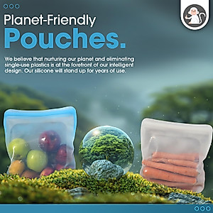 Silicone Food Storage Bag 102oz. XXL [Set of 2] Reusable Freezer Bags - Zero Waste Food and Container Lids Reusable Silicone Containers with Lid, Sous Vide, Extra Large Bags