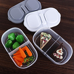 Kopida 2 Pcs Food Storage Containers with Lids, Plastic Double Compartment Fridge Storage Organizer Boxes, Food Container for Pantry Organization and Storage