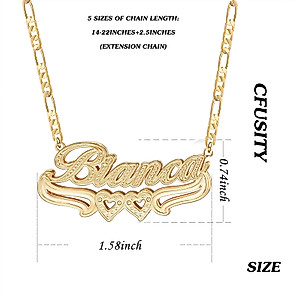 Double Plated Nameplate Personalized Necklace Custom Heart Necklace 18K Gold-Plate Name Plates Necklace Jewelry Gifts for Women