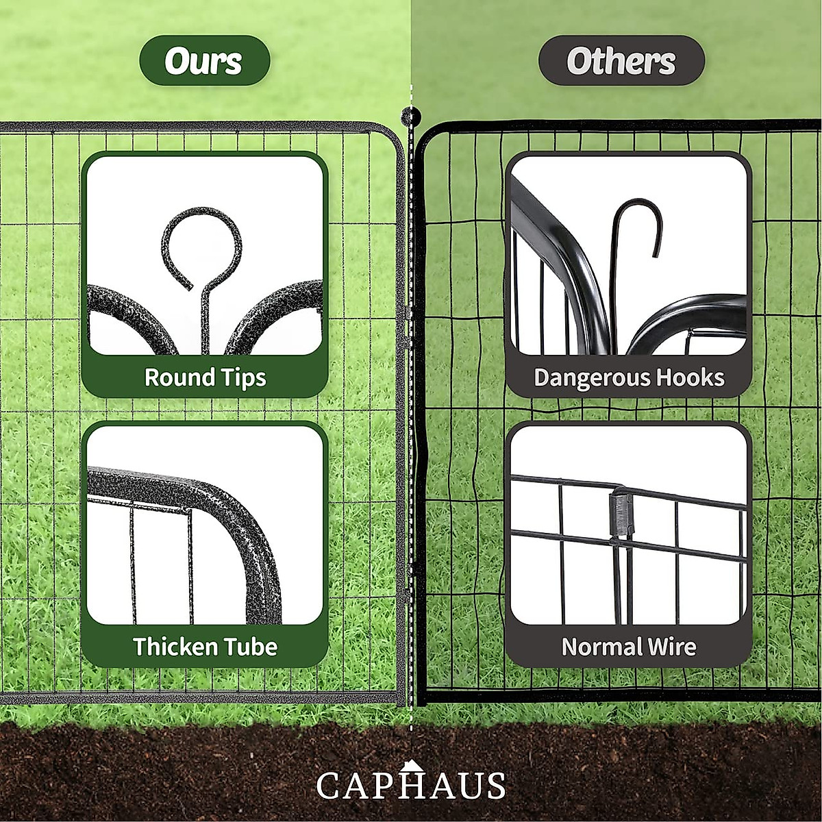 CAPHAUS Decorative Garden Fence, 24 Inch x 21 FT Heavy Duty Iron Fencing Landscape Patio Flower Bed Animal Barrier Border Edging Section, Panel Decor, Folding Wire Fence for Yard for Dog Outdoor