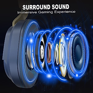 ELCTHUNDER Gaming Headset for Xbox One, PS5, PS4, PC Kids Headphones for School Over-Ear Wired Headphones with Microphone Gaming Headphones with RGB Light