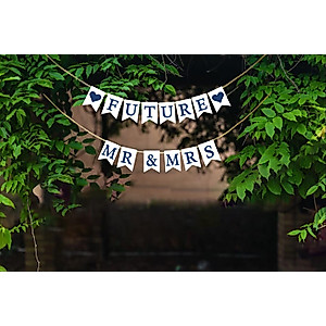 KUNGOON Future Mr & Mrs Banner,Funny Wedding Party Decor,Bridal Shower/Engagement/Bachelorette Party Decorations.(White)