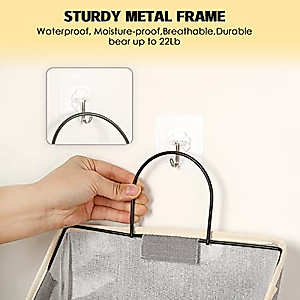 FJZZ Wall Hanging Storage Bag with Pockets, Upgrade Large Multifunctional Linen Cotton Wall Mounted Sundries Organizer for Hanging in Entryway, Dormitory, Bedroom, Bathroom- Sticky Hook Included