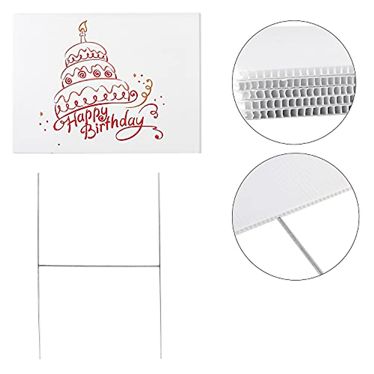 Kichwit 3 Pack Blank Yard Signs with Stakes, 17 x 12 Inches, White Plastic Yard Lawn Sign for Indoor or Outdoor Use