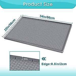 Under Sink Mat for Kitchen, 34" x 22" Silicone Tray for Bottom of Kitchen Cabinet to Protector for Drips Leaks Spills, Waterproof Under Sink Liner - Hold up to 2.5 Gallons