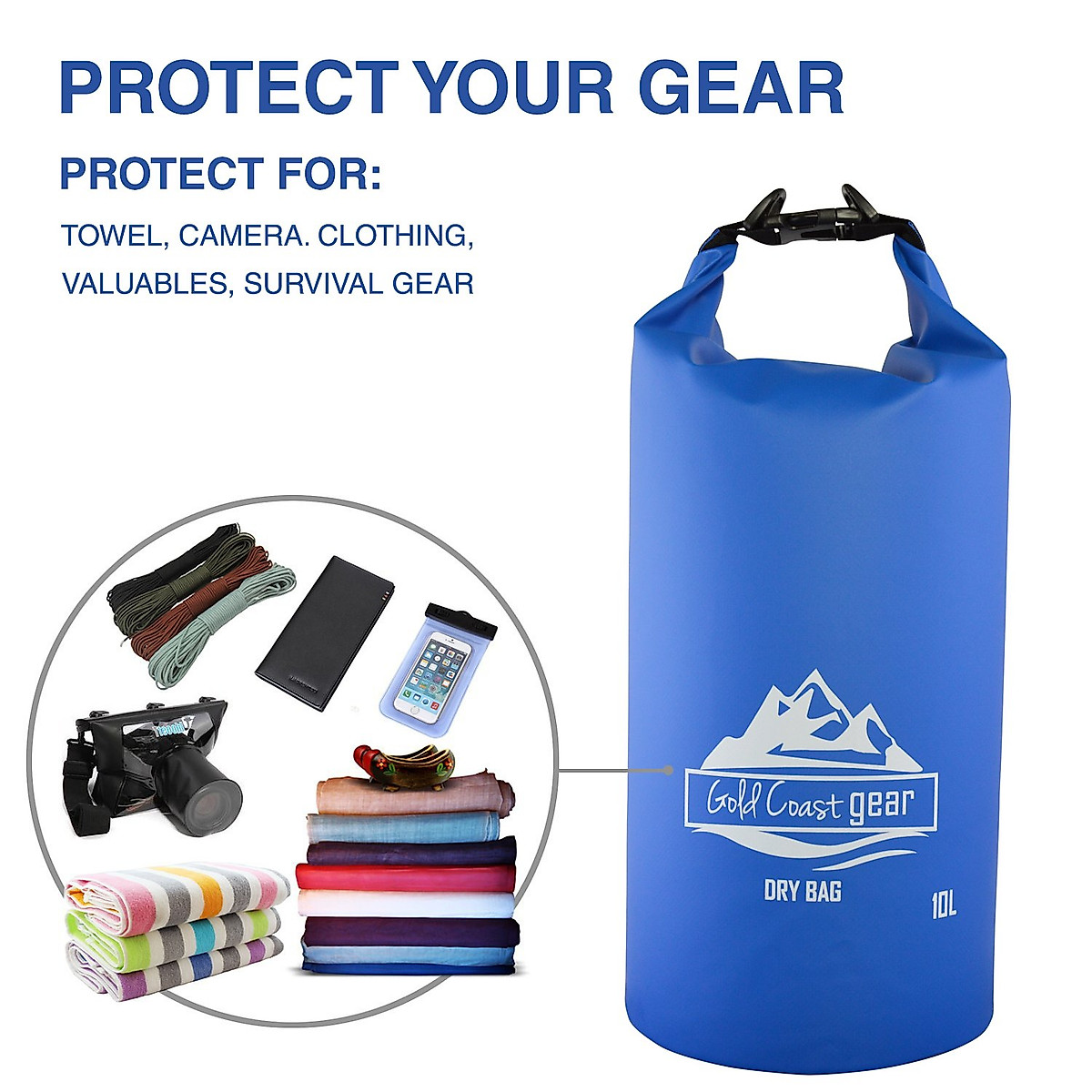 Dry Bag Waterproof Sack Multiple Sizes with Shoulder Strap (Black, 20L)