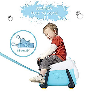 Shaun the Sheep Kids Ride-On Suitcase Carry-On Luggage (Blue), Bluenew, ride on luggage