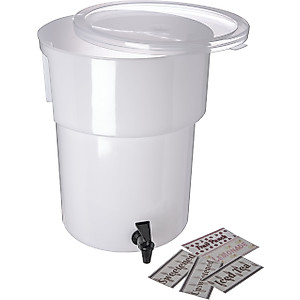 CFS Plastic Round Beverage Dispenser, 5 Gallons, White