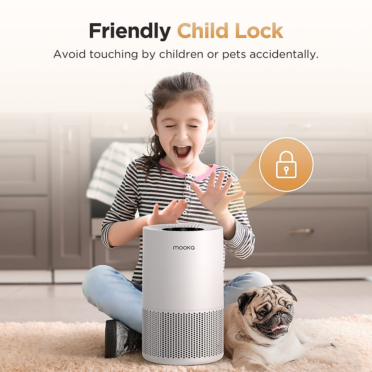 2 Pack MOOKA AP-S0610L Air Purifier Filter, 3-in-1 True HEPA Filter, High-Efficiency Activated Carbon Air Filter for Smoke, Odor, Dander, Pollen