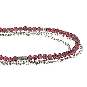 Scout Curated Wears - Women's Delicate Stone Wrap Bracelet & Necklace - Garnet/Silver - Stone of Health