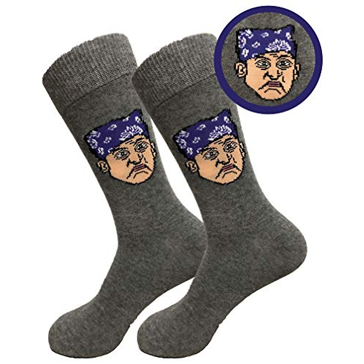 Balanced Co. Prison Mike Dress Socks Michael Scott Funny Socks Crazy Socks Casual Cotton Crew Socks (Gray)