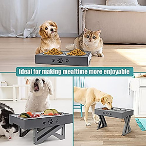 URPOWER Elevated Dog Bowls Adjustable Raised Dog Bowl with 2 Stainless Steel 1.5L Dog Food Bowls Stand Non-Slip No Spill Dog Dish Adjusts to 3 Heights 2.8”, 8”, 12”for Small Medium Large Dogs and Cats