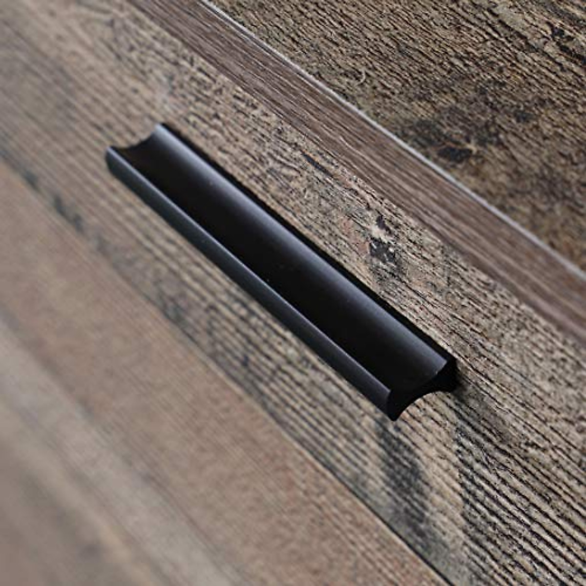 OS Home and Office Furniture Model Two Drawer Metal Frame and Legs night stand, Rustic Reclaimed Barnwood Laminate