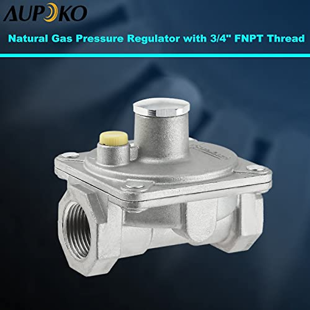 Aupoko 3/4" Natural Gas Pressure Regulator, Interchange Pressure Regulator with 3/4" FNPT Thread Fits Natural Gas and Liquefied Gas, NG 4" WC Out/LPG 10" WC Out