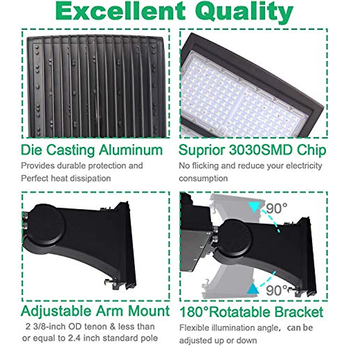 OSTEK LED Parking Lot Lights 100W - LED Shoebox Street Lighting with Dusk to Dawn Photocell 14000LM Commercial Area Road Lighting 5000K