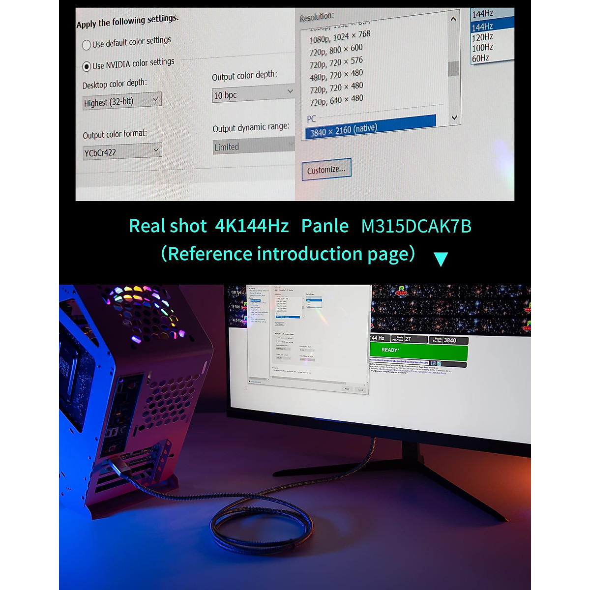 390HZ CUATU 10FT 3M Dp Displayport Cable 1.4 4K 144Hz, 2K 240HZ 280Hz to Display Port Cable 6Ft 8K UHD TV,PC Gaming Monitor VESA E-Sports HDR 10 32.4GB HDCP2.2 FREESYNC G-SYNC Expand (Silvery,10Ft)