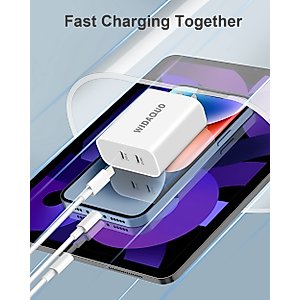 USB C Wall Charger 40W, 3Pack Dual Port USB-C Charger Block PD Power Adapter Type C Fast Charging Plug Cube Box for iPhone 14/13/12/11/Pro Max/X, Apple Watch, iPad, AirPods, Galaxy, Google Pixel 7/6