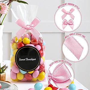 HFKPJRT 300Pcs Mini Pink Bows - 1.5" Mini Bows for Crafts, Mini Satin Bows for Gift Wrapping, Mini Ribbon Bows for DIY, Baby Shower, Birthday Party, Wedding Decorations, Christmas Bows for Present