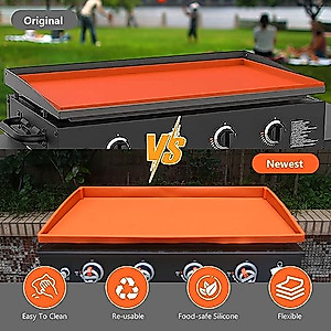 Griddle Cover Mat Full-Edge for Blackstone 28 Inch Grill, Full-Edge Food Grade Blackstone Accessories, Silicone BBQ Grill Buddy Mat for Blackstone Outdoor, Protect from Rust, Insects,Leaves