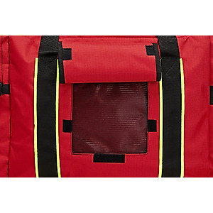 LINE2design Firefighter Gear Bag, Turnout Jumbo Fire Bag with Reflective Trim, Padded Shoulder Strap and Maltese Cross Logo Red Bag