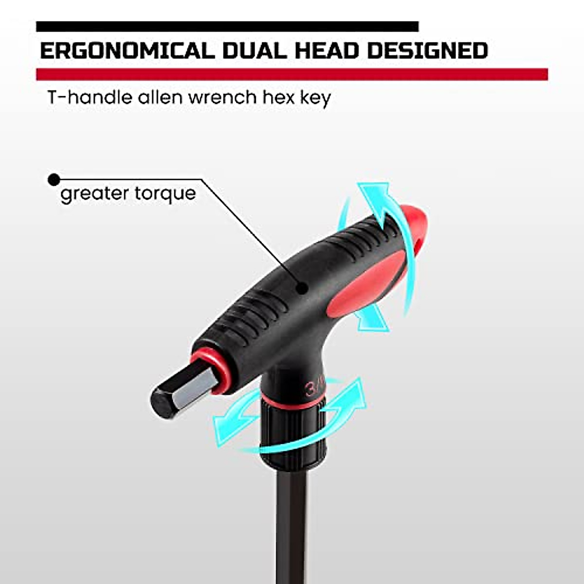 Lichamp T-Handle Allen Wrench Set, 16 Pieces, SAE and Metric Sizes, Ergonomic Design, High-Grade Steel