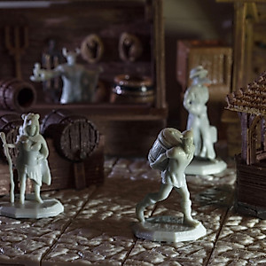 Monster Townsfolk Mini Fantasy Figures - 8pc Merchant Non Player Character NPC Miniatures - 1" Hex-Sized Compatible with DND Dungeons and Dragons, Pathfinder and All RPG Tabletop Games