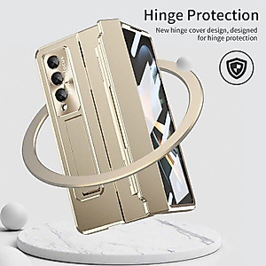 EAXER for Samsung Galaxy Z Fold 3 360° Case, Hinge Protection Shockproof Hinge Built in Tempered Glass Phone Case Cover (Silver)