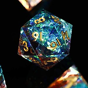 AUSPDICE DND Dice Set Handmade 7Pcs Sharp Edge Dice for Dungeons and Dragons TTRPG Games(Mix Blue&Brown Color)