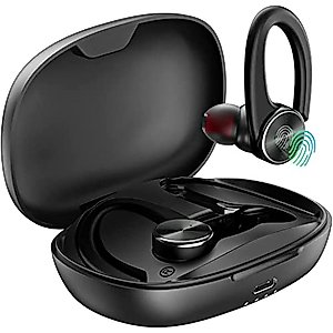 TTQ Wireless Earbuds, Bluetooth Headphones 80Hrs Playtime with Charging Case and Earhooks Over Ear Waterproof Earphones with Mic for Working Sports Running Workout iOS Android TV Phone Laptop