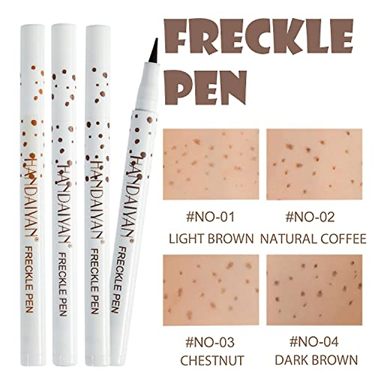Freckles Pen, 2 Color Natural Freckles Makeup Pens Waterproof Long-Lasting Quick-Dry Pen, Natural Like-real Makeup, Easy Makeup Tool For a Natural Sun-kissed Makeup, Light Brown&Natrual Coffee