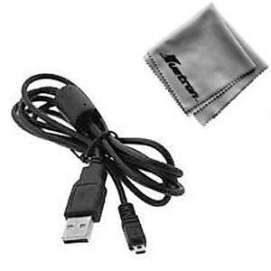 Nikon Coolpix L1 L2 L3 L4 L5 L6 L10 L11 L12 P1 P2 P3 P4 P5000 S4 S9 S10 S200 S500 UC-E6 USB Cable + Microfiber Cleaning Cloth for LCD Screen Tablet Phone Computer Laptop Glasses Lens Eyeglasses