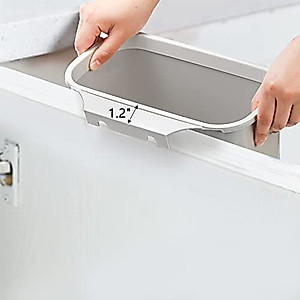 ZEAYEA 2 Pack Hanging Trash Can, 2 Gallon Plastic Cabinet Door Trash Can, Slim Waste Bin with Rim to Fix Trash Bag, Small Wastebasket for Kitchen, Cupboard, Office, Bathroom, Bedroom