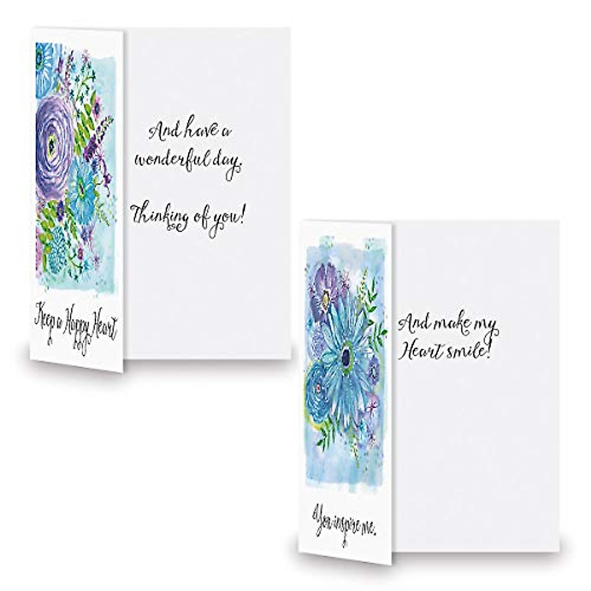 Happy Heart Thinking of You Greeting Cards - Set of 8 (4 Designs), Large 5" x 7", Friendship Cards with Sentiments Inside, White Envelopes